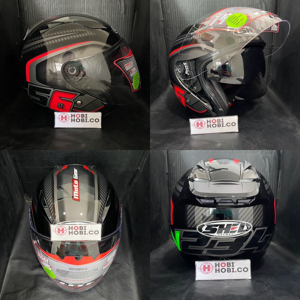 Jual Helm Shel Rover Motif Motogear Double Visor 2V Black Glossy ...