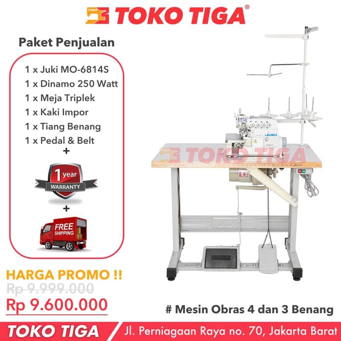 Jual Mesin Obras Jahit JUKI MO-6814s / MO 6814S Obras Benang 4 Industrial Garmen | Shopee Indonesia