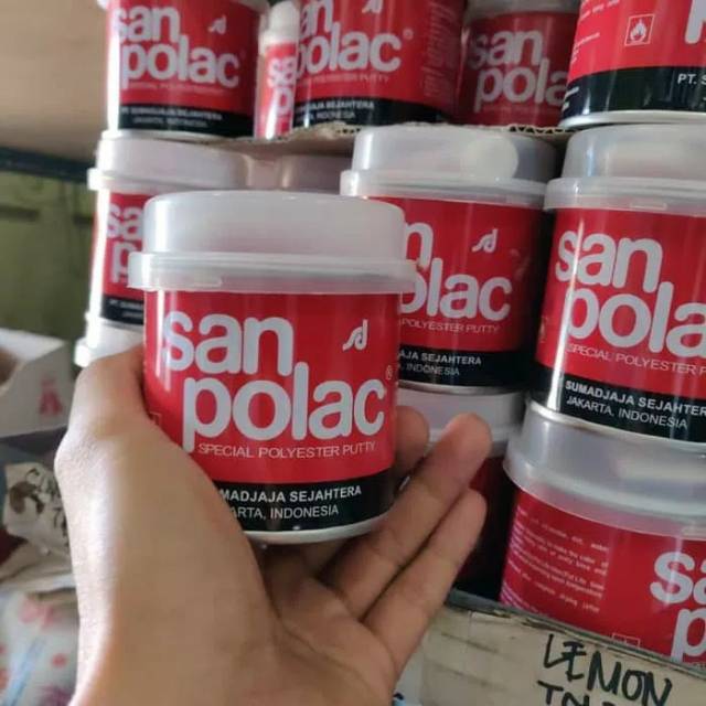 Jual SANPOLAC POLYESTER PUTTY DEMPUL BESI , KAYU , DAN PLASTIK 250gr ...