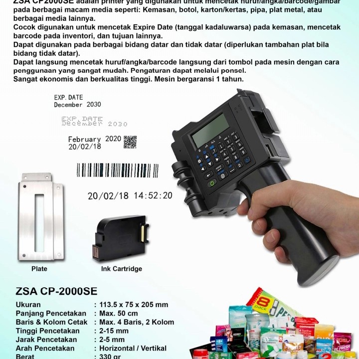 Jual Printer handheld ZSA CP 2000 SE Printer Murah cetak expire date kemasan | Shopee Indonesia