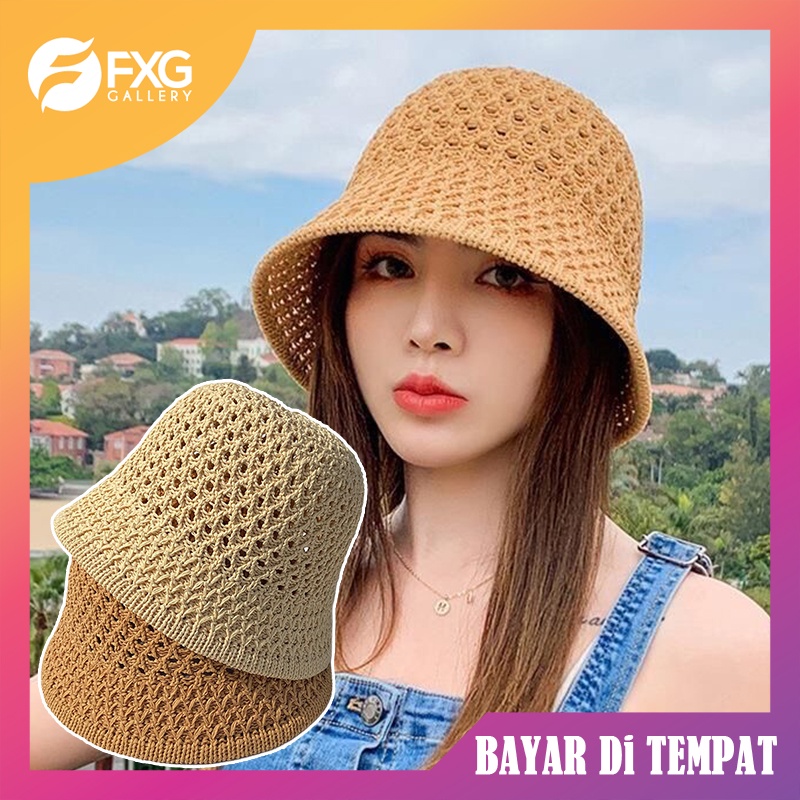 Jual FXG - Topi Fashion Wanita Gaya Korea Bucket Hat Olahraga Pantai HAT04 | Shopee Indonesia