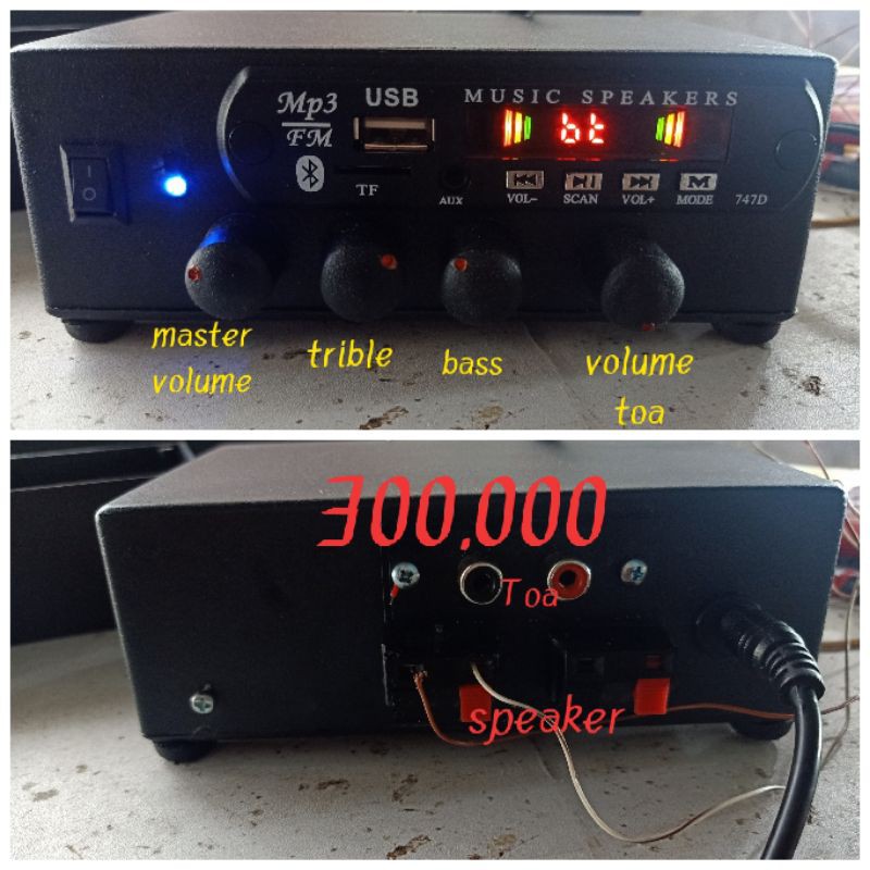 Jual ampli mini rakitan 12 volt buat toa 1 buah dan spiker biasa 2 buah ...