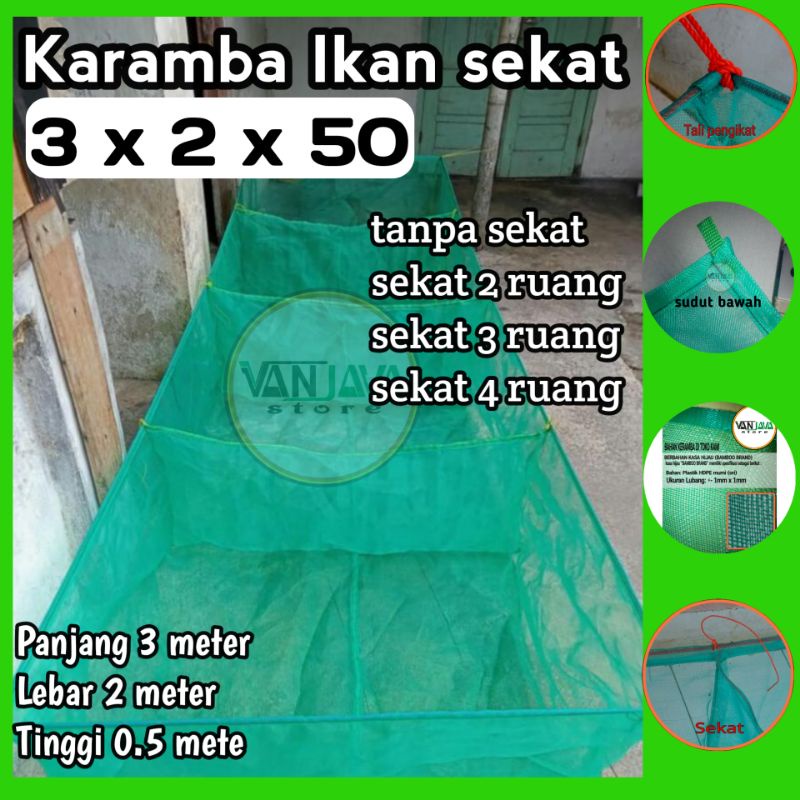 Jual keramba/jaring/hapa/kerambah/karamba ikan sekat 3x2x0.5 jaring ...