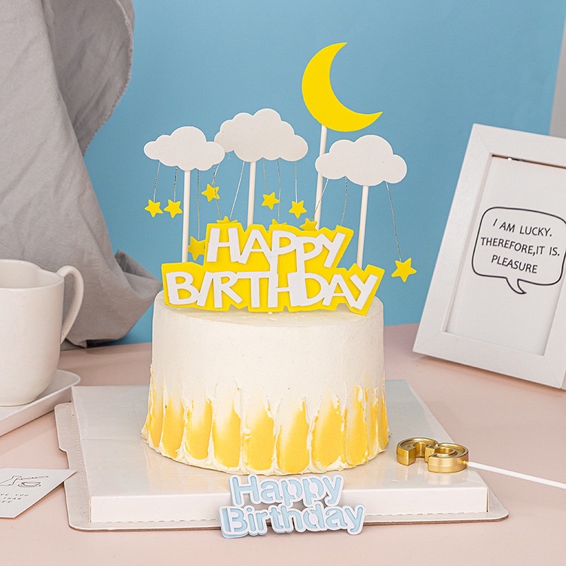 Jual 3D Moon Cloud Cake Topper Set/Hiasan Dekorasi Kue Ulang Tahun Bentuk Bulan/Bintang/Awan ...