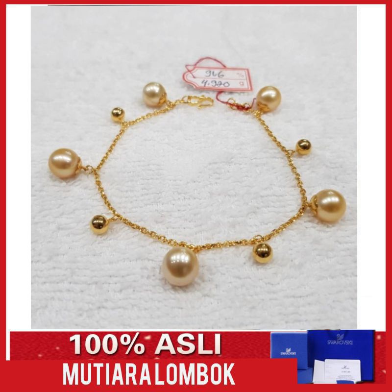 Jual gelang emas 22 karat mutiara laut asli pashion wanita model cantik ...