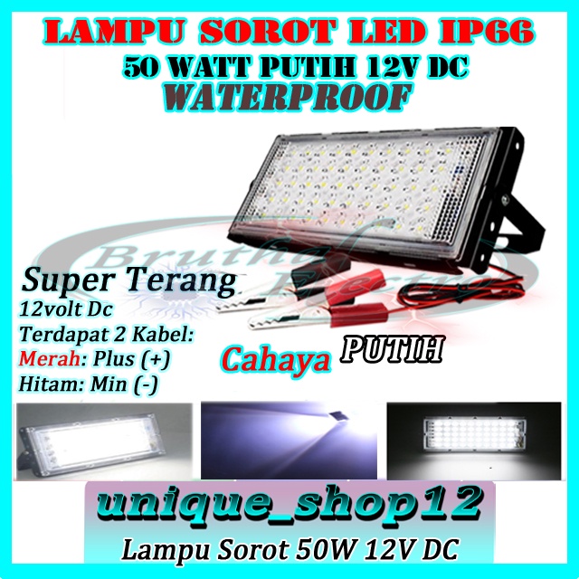 Jual Lampu Led Sorot IP66 Putih DC 12V Waterproof 50Watt Super Terang Lampu Emergency | Shopee ...
