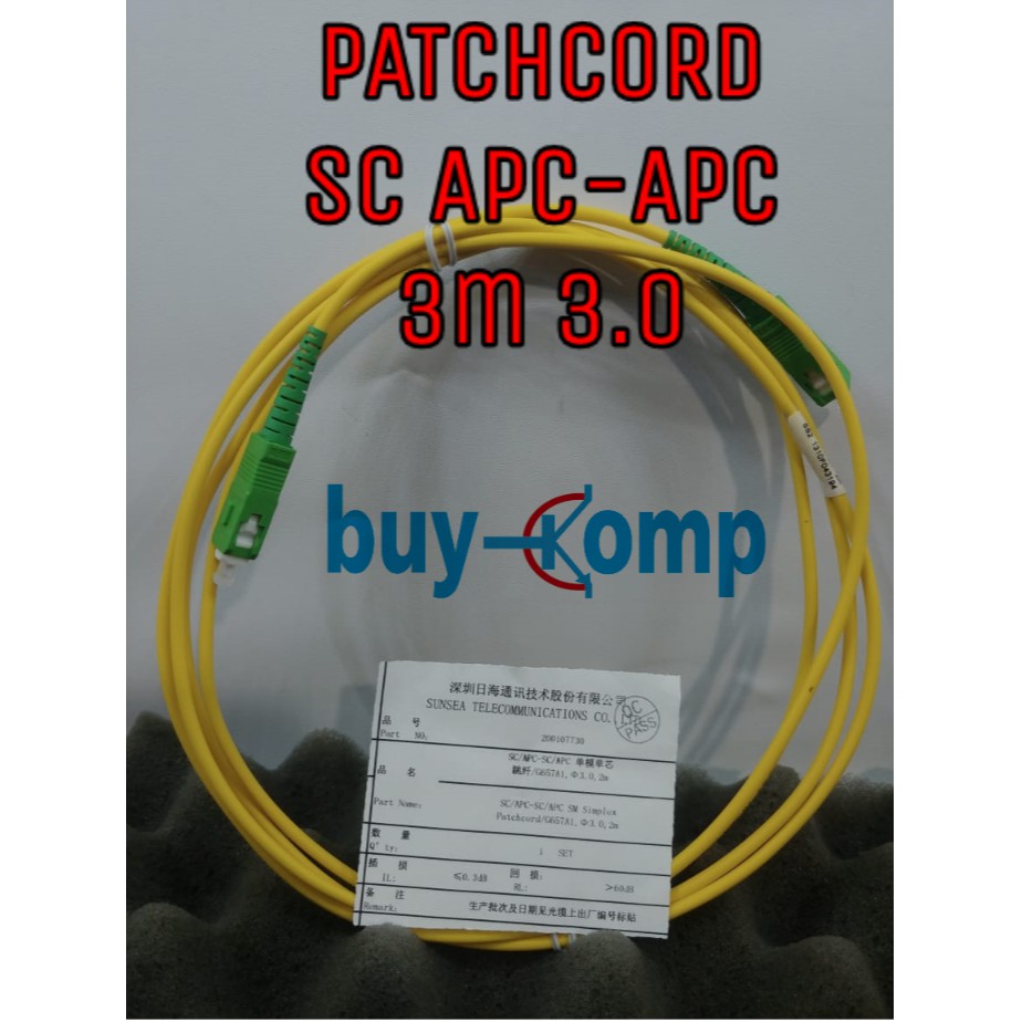 Jual PATCHCORD PATCHCORE SC APC-APC 3.0 3m - FIBER OPTIC | Shopee Indonesia