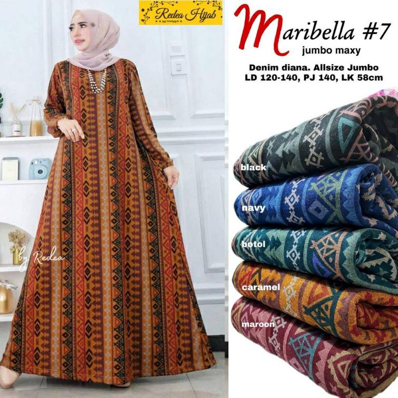 Jual Gamis Maribella Maxi Gamis Denim Diana Jumbo Ld 120+ | Shopee ...