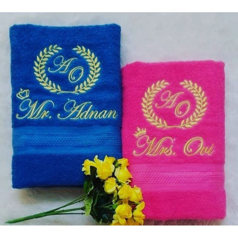 Jual Bordir Custom Handuk besar ukuran 70 x 135 cm cetak nama kado ...