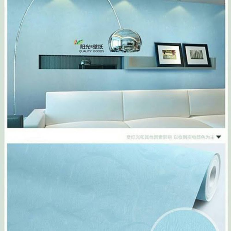 Jual Wallpaper Sticker Dinding Biru Polos Ulir | Shopee Indonesia