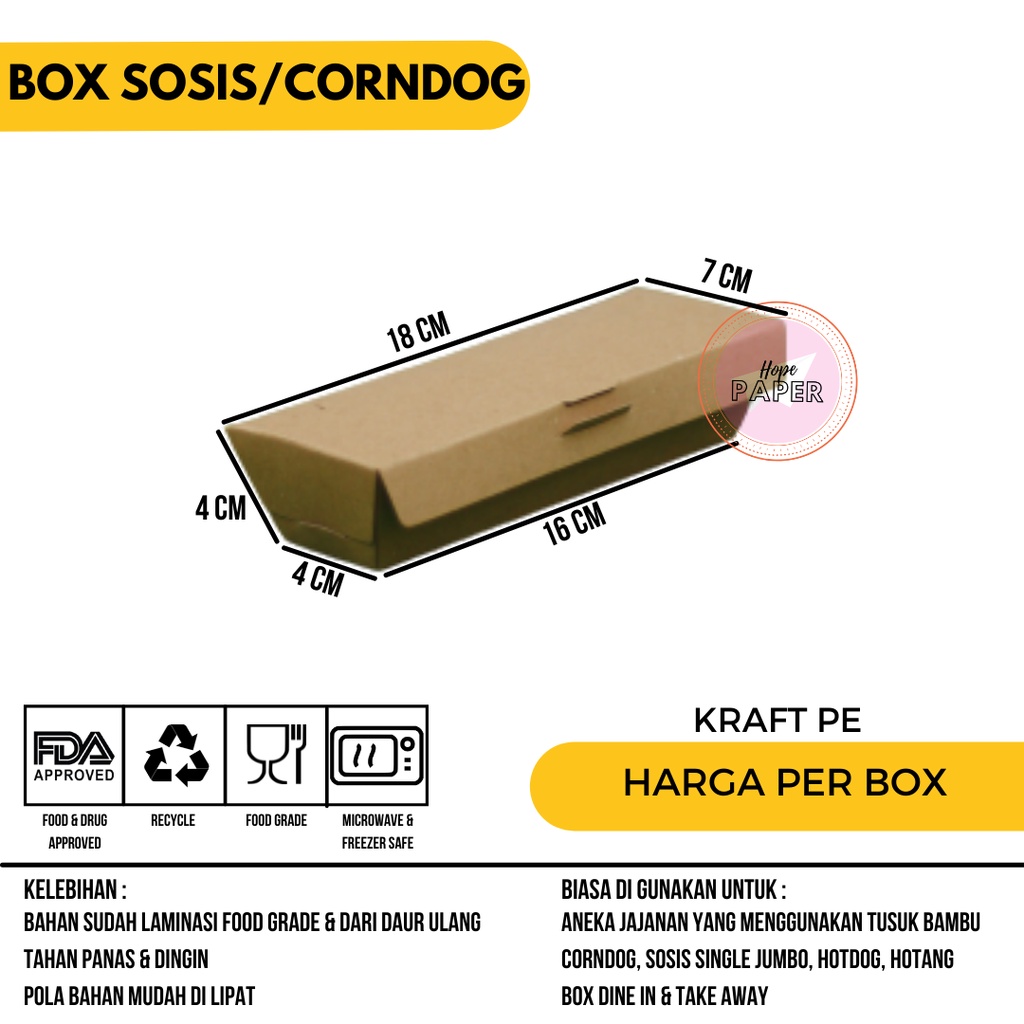 Jual Box Sosis Bakar / Dus Sosis / Tempat Sosis / Box Corndog | Shopee ...
