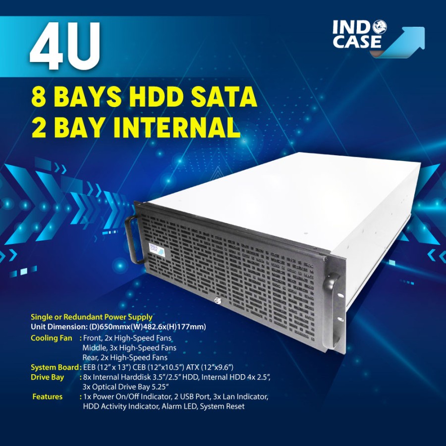 Jual IC4008 - CASE RACKMOUNT 4U 8 BAYS HDD SATA 2 BAYS INTERNAL ...