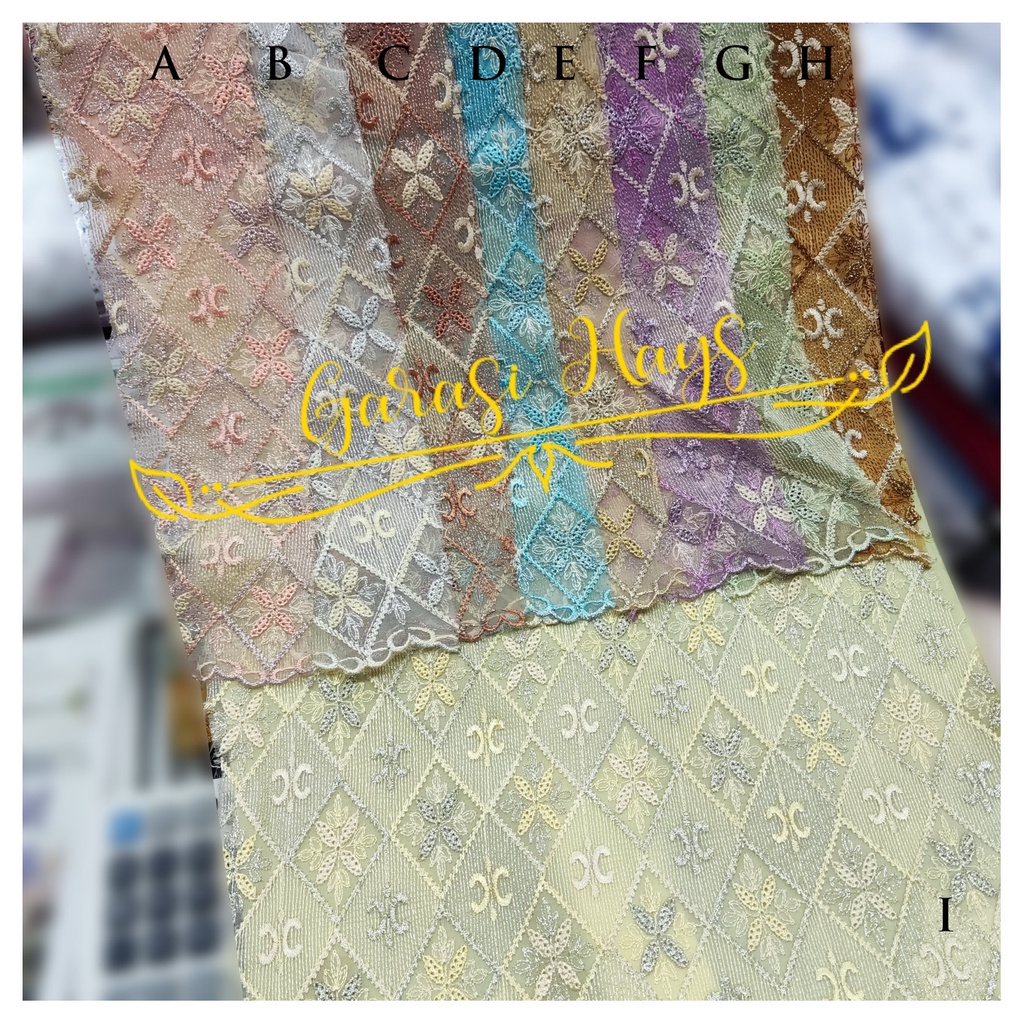 Jual Kain Sifon Bordir Metalik Embroidery Chiffon Metallic Kotak Lebar ...