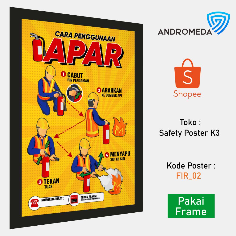 Jual Safety Poster K3 : Cara Penggunaan Apar + Frame | Shopee Indonesia