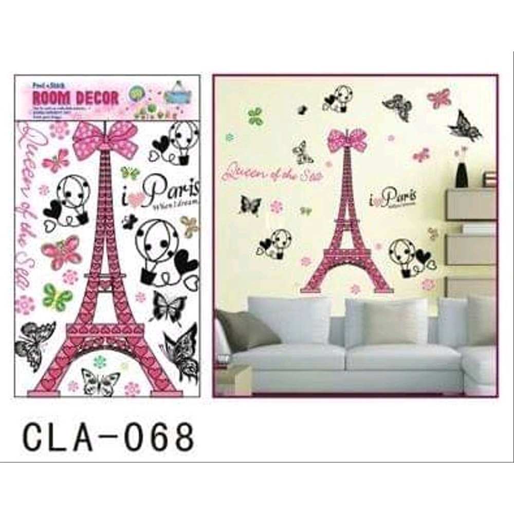 Jual METH CLA068 LOVE PARIS 3D 5D 8D 55CMX80CM WALLSTICKER WAL STIKER ...