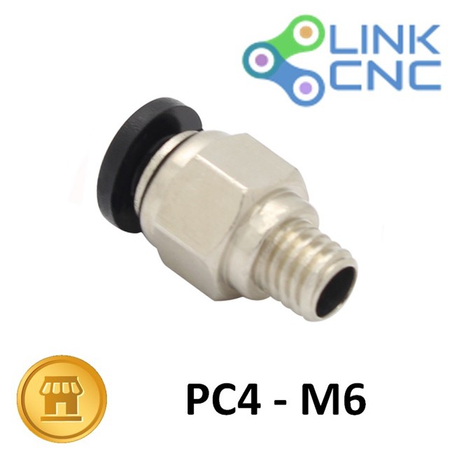 Jual Pneumatic Connectors PC4-M6 Hitam 3D Printer 1.75mm Bowden PTFE ...
