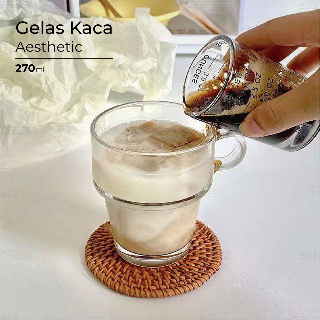 Jual Glass cafe Coffee Aesthetic 270ml Gelas Kaca Tebal Kopi Jus Juice ...