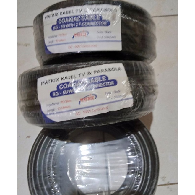 Jual matrix kabel antena tv digital uhf dan parabola rg6 coaxial dengan konektor F panjang 15 ...