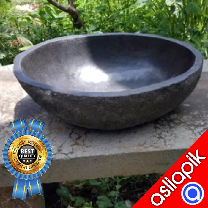 Jual wastafel batu kali 35cm natural river stone sink wash basin ...