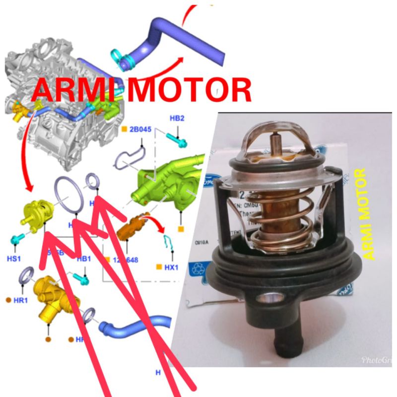 Jual Thermostat Ford Fiesta 1.000 cc 1.0 cc Genuine CM5Z8575D Ford ...
