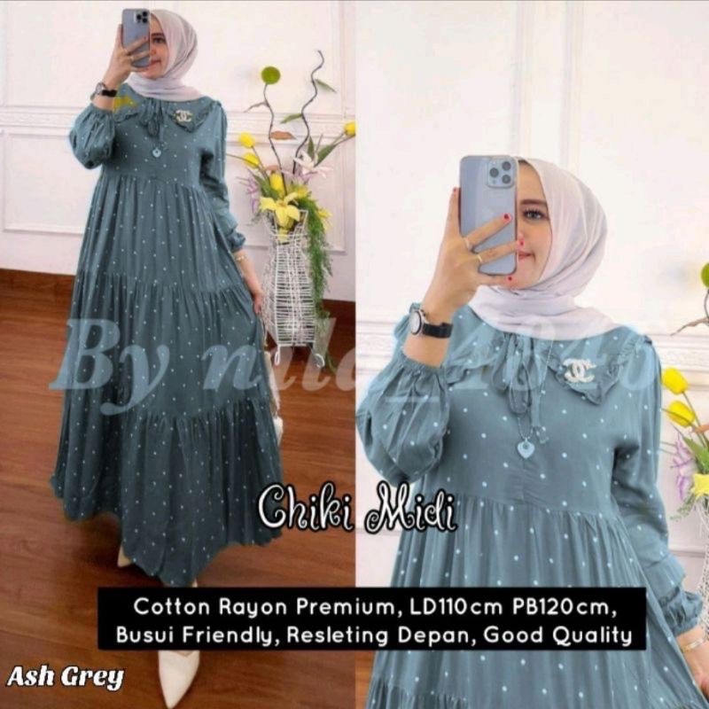 Jual Midi Dress L XL ld 100 110 Model Poky Long Tunik Kekinian Model ...