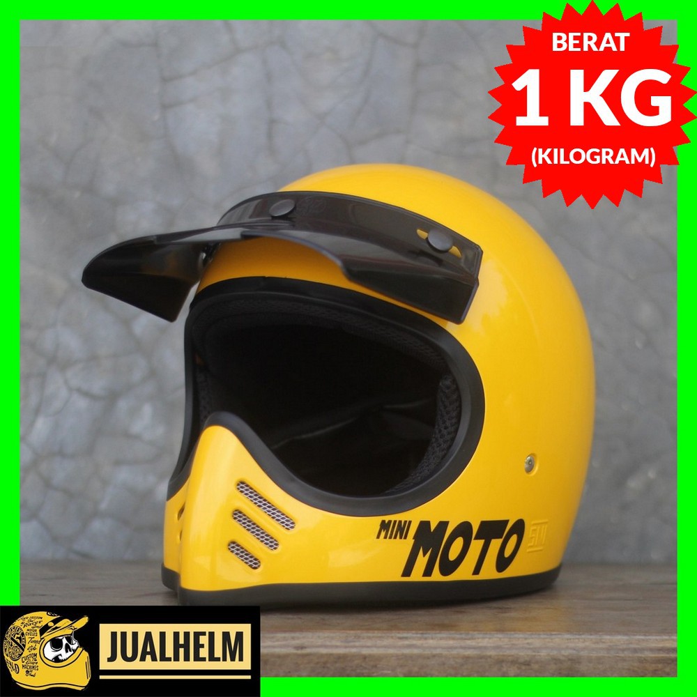 Jual Helm Cakil Mini Moto 3 Enduro Trail Yellow Glossy | Helm Retro ...