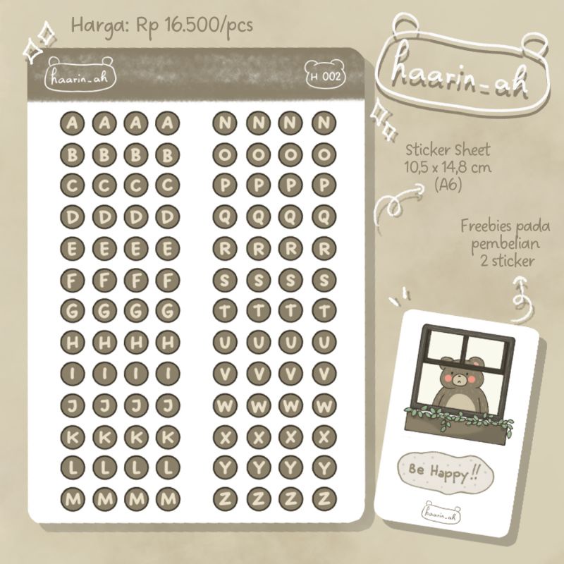Jual Sticker Sheet Huruf (Abjad) H 002 (haarin_ah)/stiker huruf/sticker ...