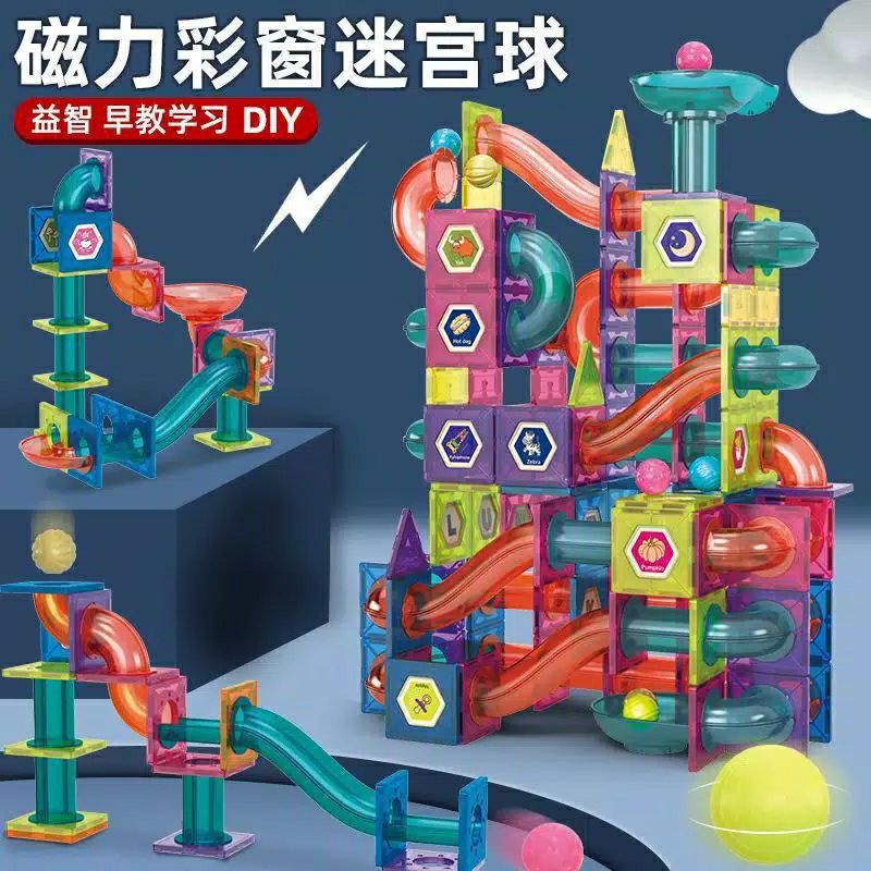 Jual MAGNETIC MARBLE RUN SET (MAINAN MAGNET EDUKASI SENSOR MOTORIK ANAK ...