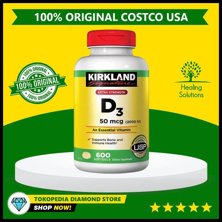 Jual Kirkland Vitamin D3 Extra Strength 2000 Iu 600 Softgels - Original ...