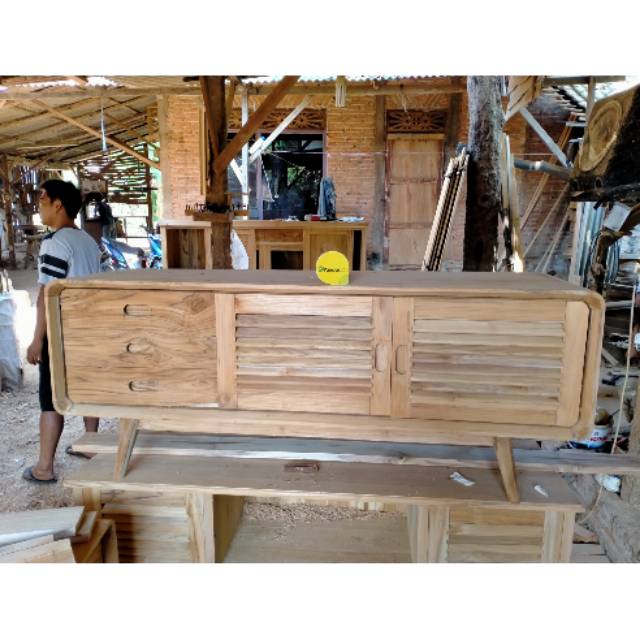 Jual Meja tv retro, buffet tv retro kayu jati ukuran 150*45*60 | Shopee ...