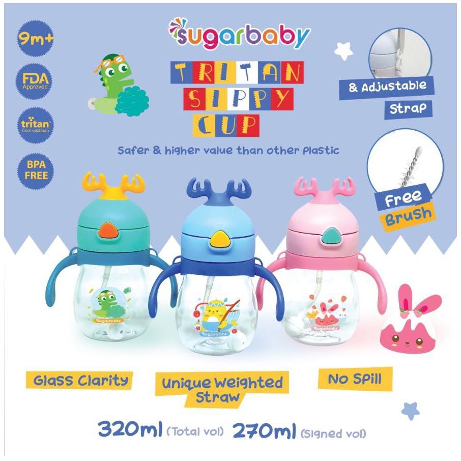 Jual [FREE BUBBLE WRAP] Botol Sugar Baby Tritan Sippy Cup K Series 350ml, Star, Rabbit, 2in1 ...