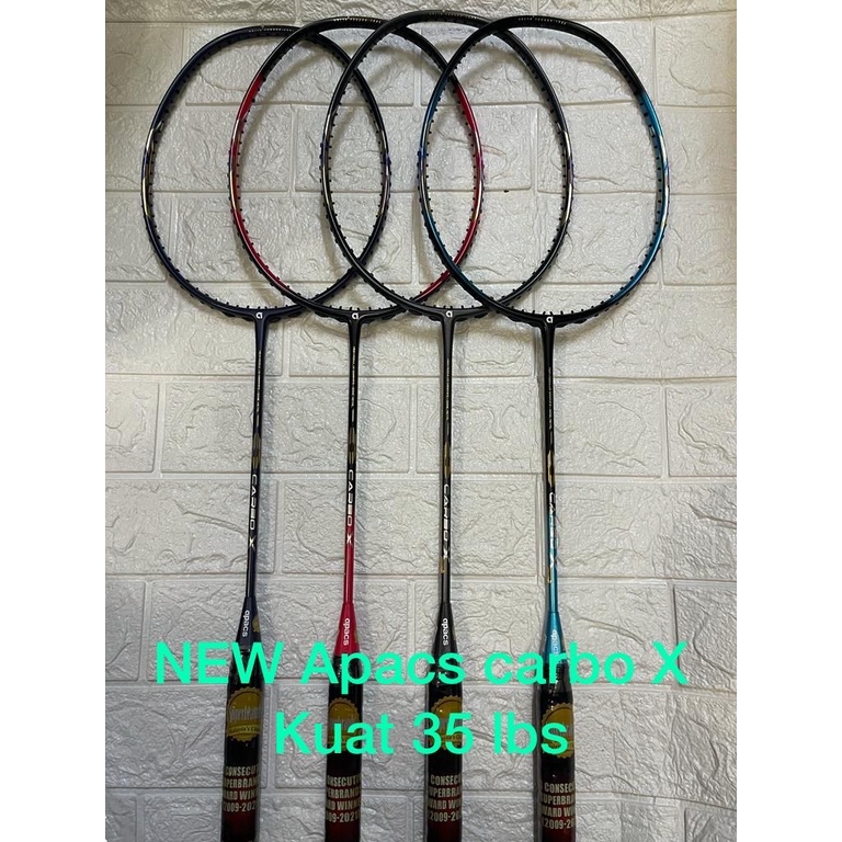 Jual Raket badminton APACS NEW CARBO X kuat bisa 35 lbs +grip original ...