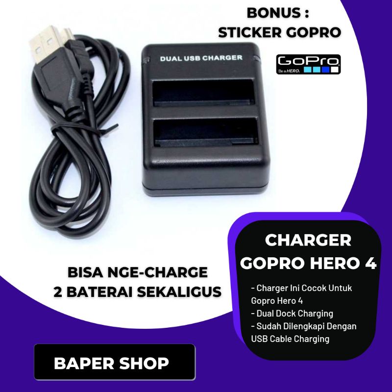 Jual Dual Dock Charger 2 Slot Cas For Gopro Hero 4 Action Camera ...