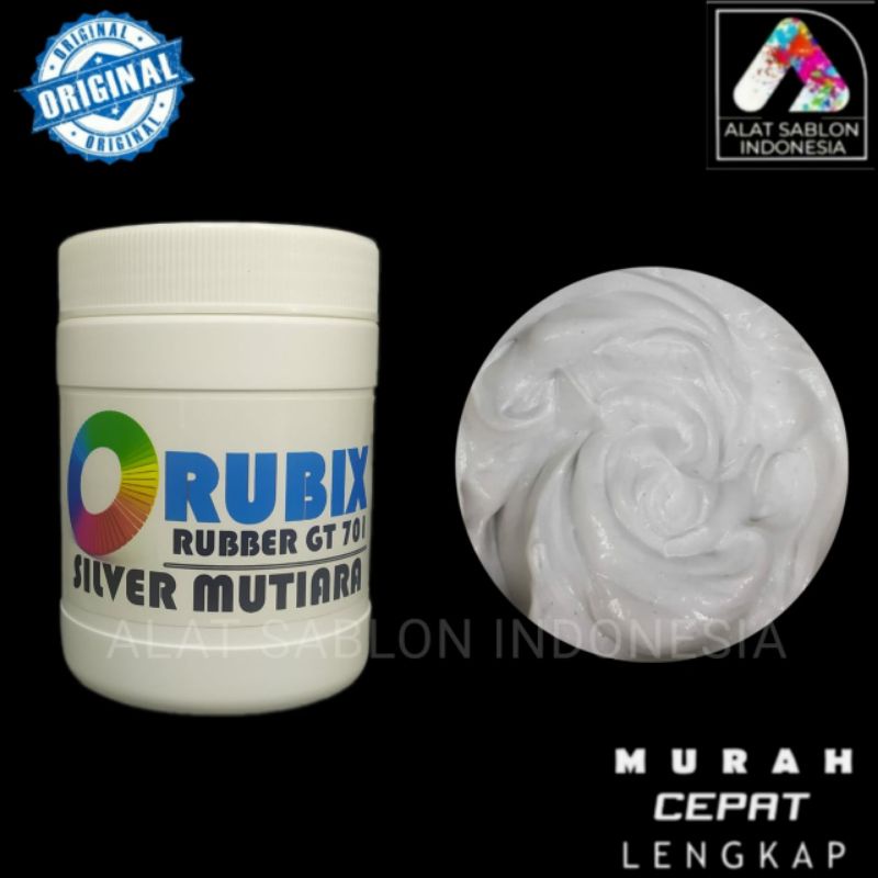 Jual TINTA SABLON RUBBER GT 701 SILVER MUTIARA RUBIX 500GR ALAT SABLON ...
