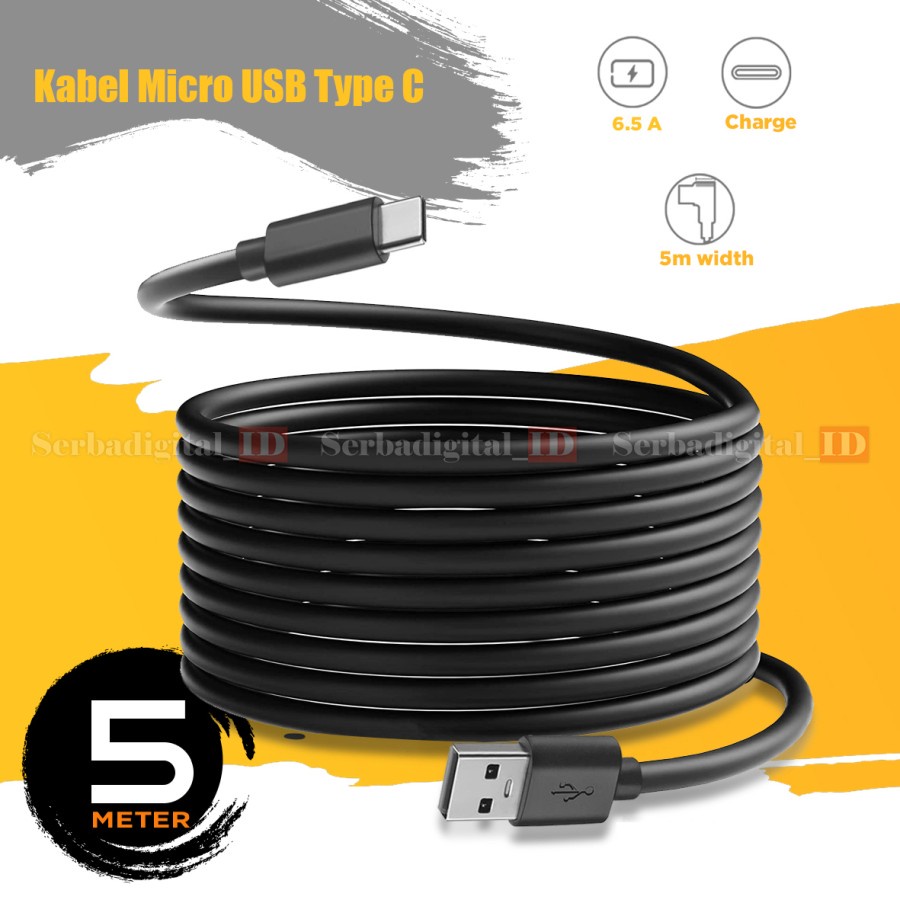 Jual Kabel / Cable USB A To Type C 5 Meter Kable Power / Charger ...