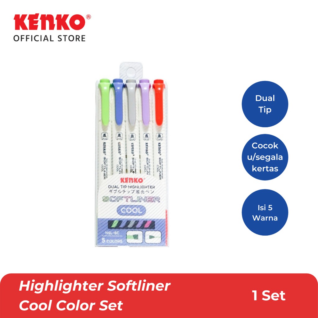 Jual KENKO HIGHLIGHTER Dual Tip/Penanda Warna Dua Sisi SOFTLINER | Shopee Indonesia