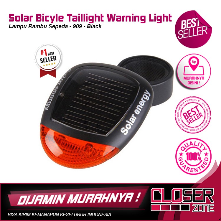 Jual Solar Bicyle Taillight Warning Light / Lampu Rambu Sepeda - Black ...