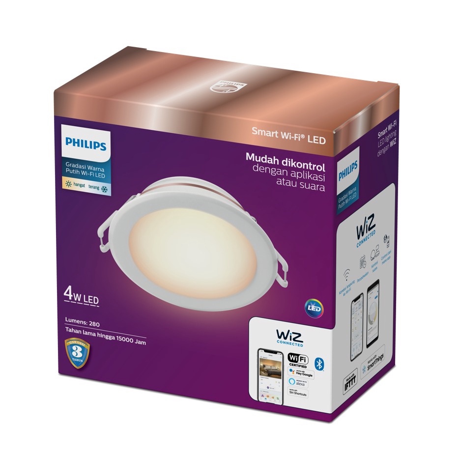Jual Philips Smart Wifi Wiz LED Downlight 4W 4Watt - Tunable White ...