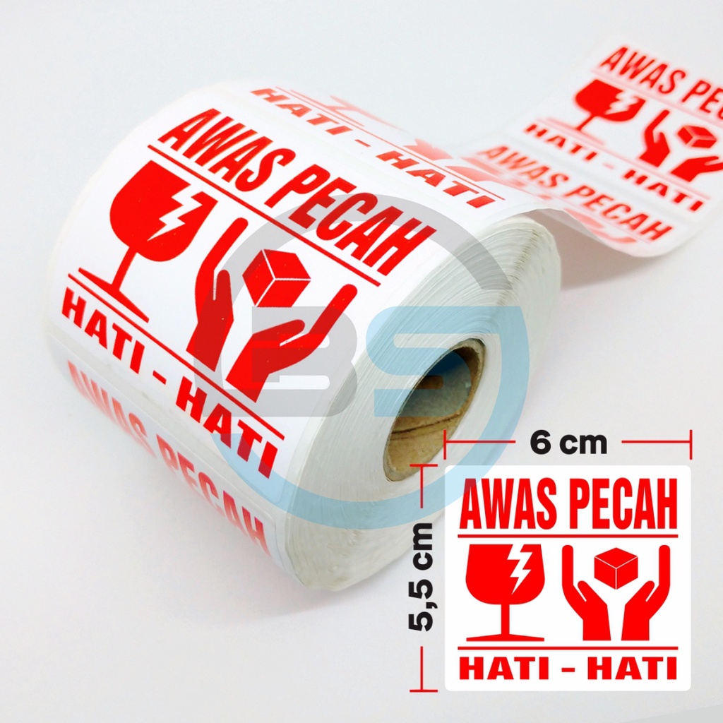 Jual Stiker Label Awas Pecah Fragile 6 x 5,5 cm (1 roll / 500 pcs ...