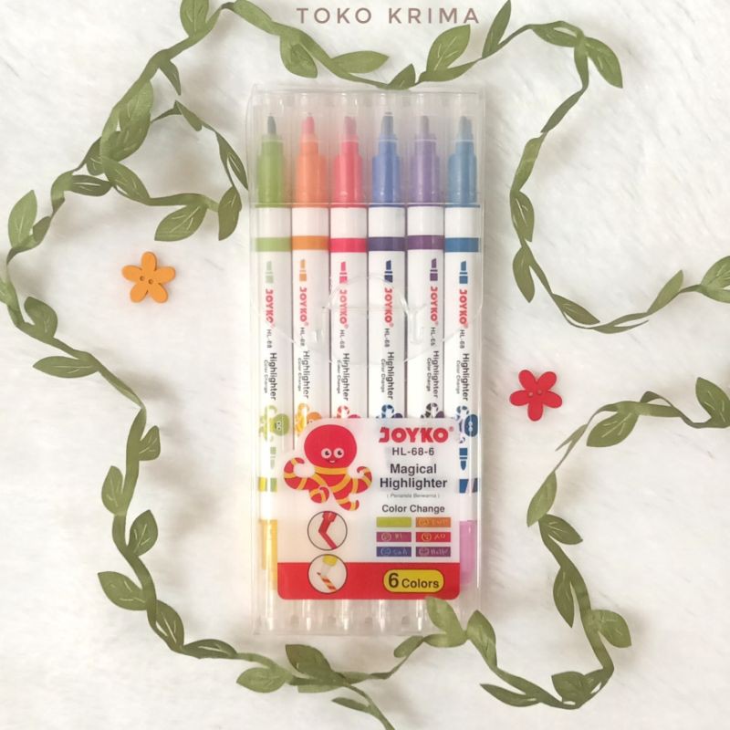 Jual Joyko Magical Highlighter Marker Set Color Change HL-68-6 | Shopee ...