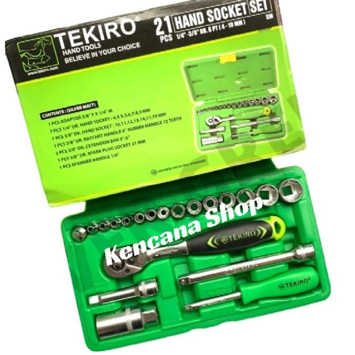 Jual Tekiro kunci sok set 21pcs sock set socket set 21 pcs TEKIRO 1/4"-3/8" 6PT alat perkakas ...