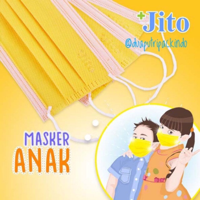 Jual Masker ANAK, Non Medis Retail "JITO" (isi 5 pcs) | Shopee Indonesia