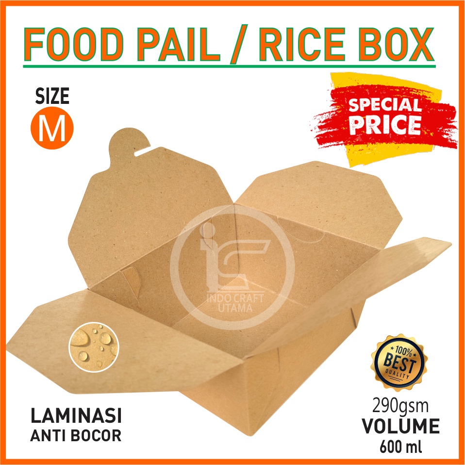 Jual Food Pail Paper Rice Box Lunch Box Kertas Dus Makanan Takeaway ...