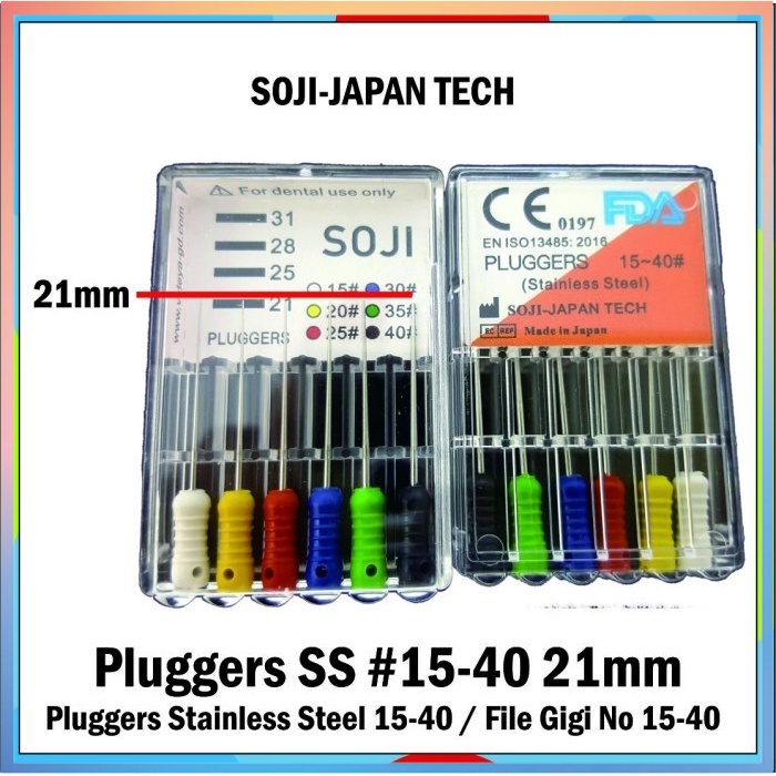 Jual Dental Jarum Endo Pluggers Stainless Steel UKURAN #15-40 - 21 mm ...