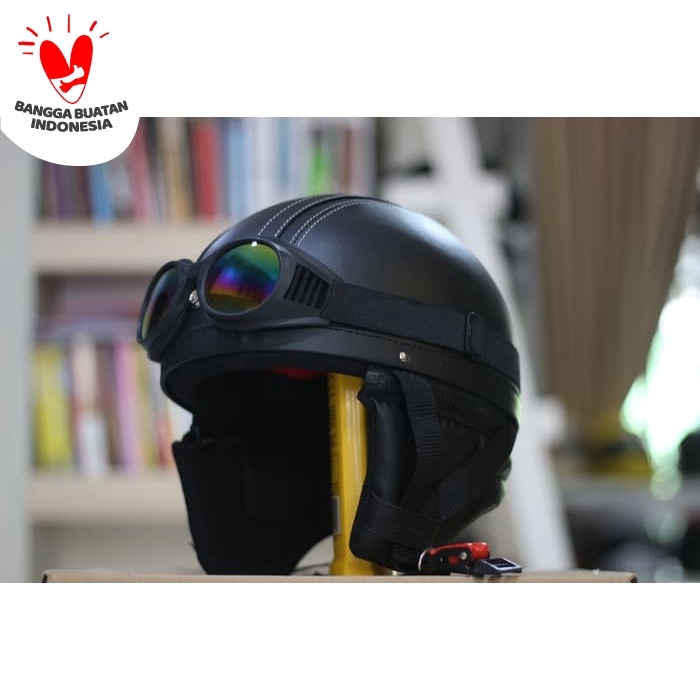 Jual Helm Chip Bogo - Helm Kulit Kacamata Goggle Rainbow - Hitam ...