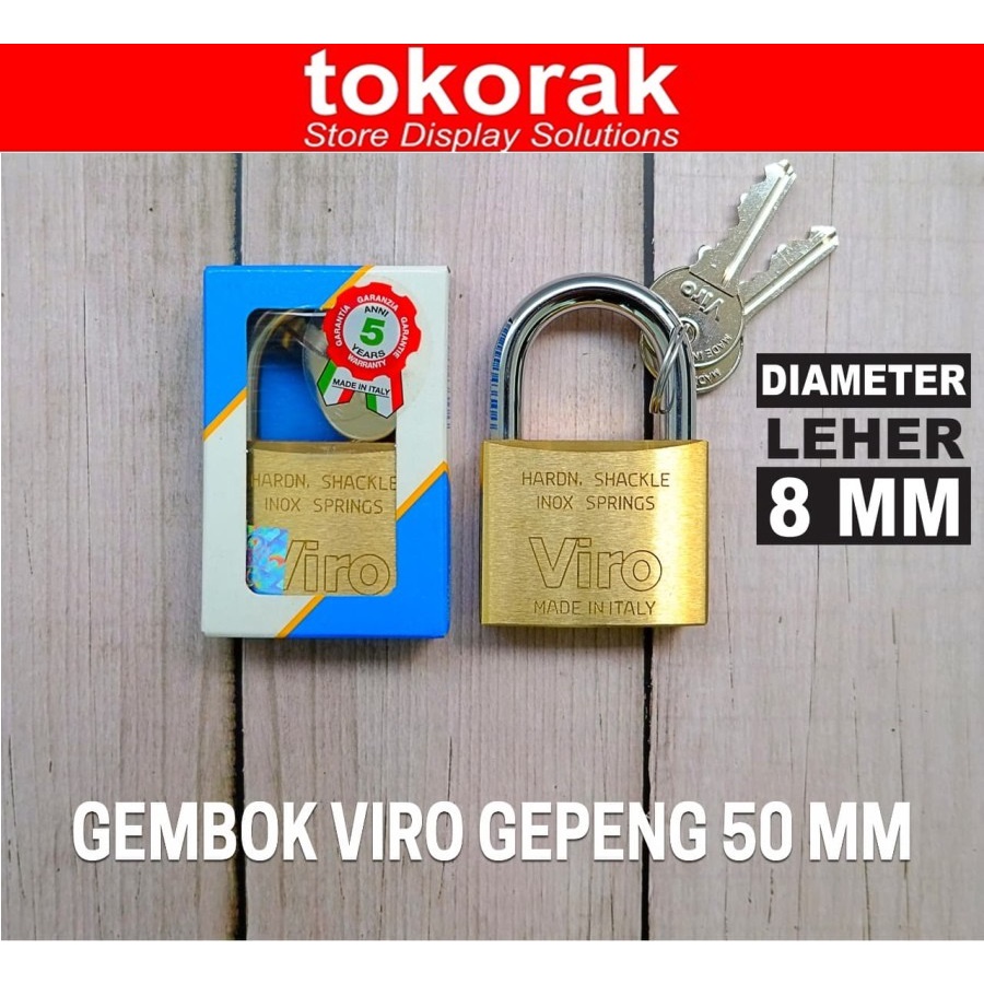 Jual GEMBOK VIRO GEPENG 50 MM ASLI ITALY RUMAH PAGAR RUKO KANTOR GUDANG ...