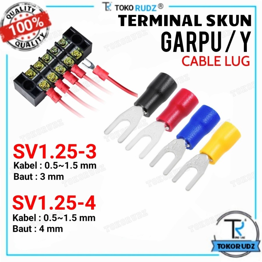 Jual Sekun Kabel Skun Y Isolasi Konektor Kabel Terminal SV1.25-3 SV1.25-4 | Shopee Indonesia