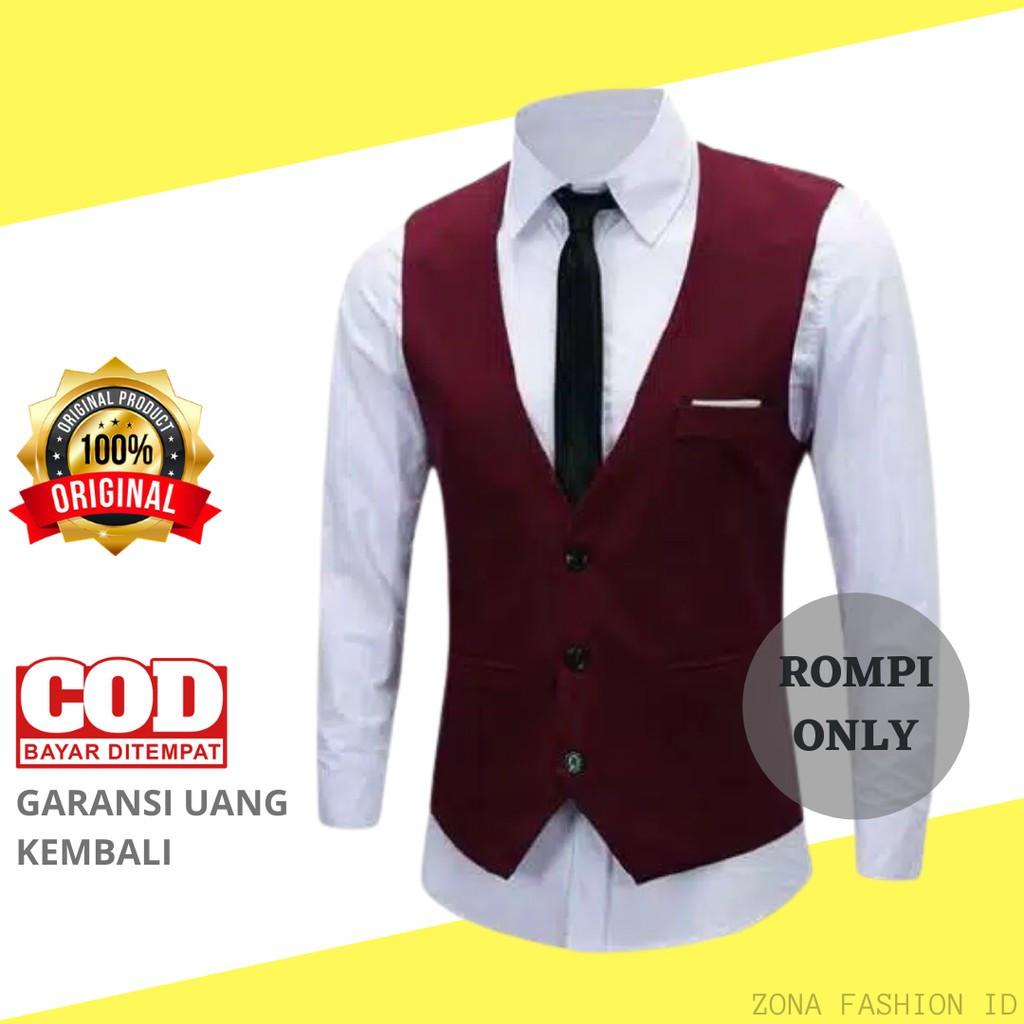 Jual Rompi Setelan Jas Pria Formal - Maroon | Shopee Indonesia