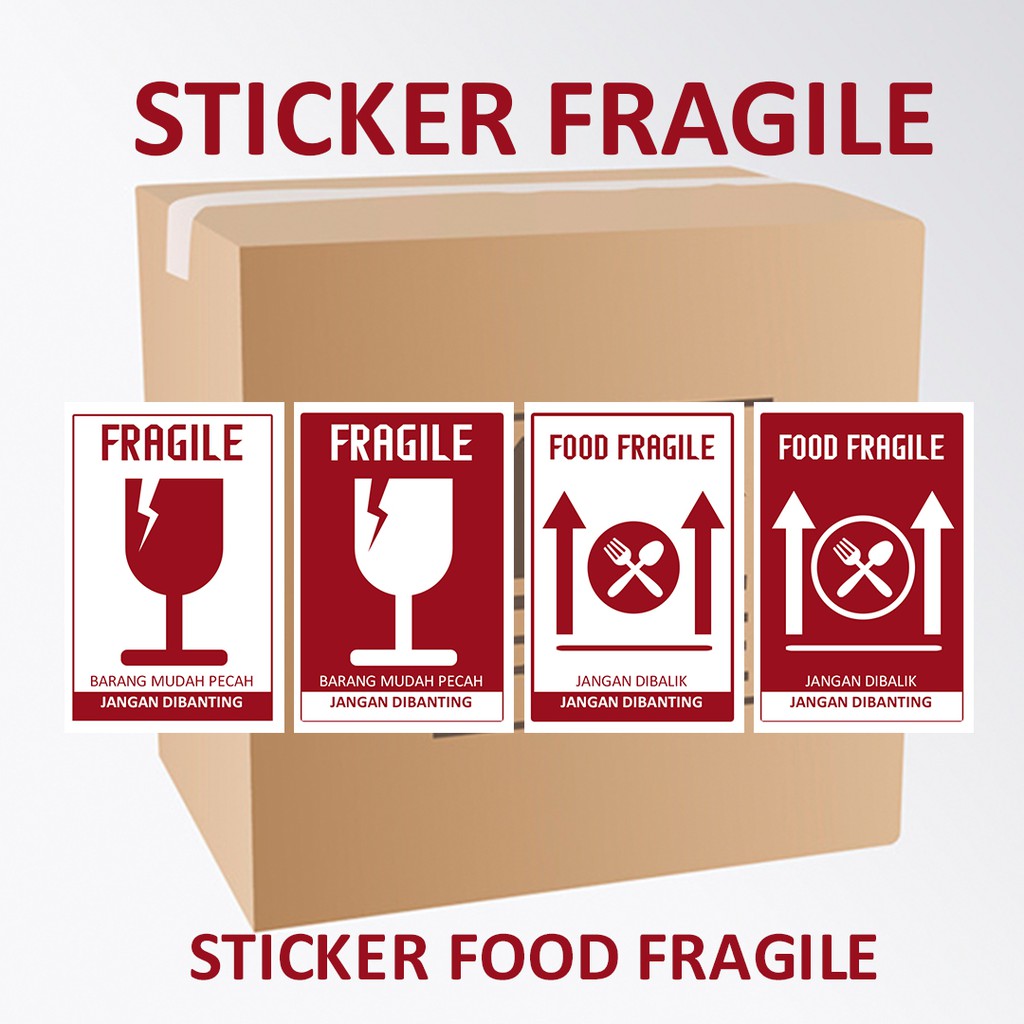 Jual STICKER FRAGILE ATAU FOOD FRAGILE UK. 4 CM X 6 CM UK. 6 CM X 8 CM ...