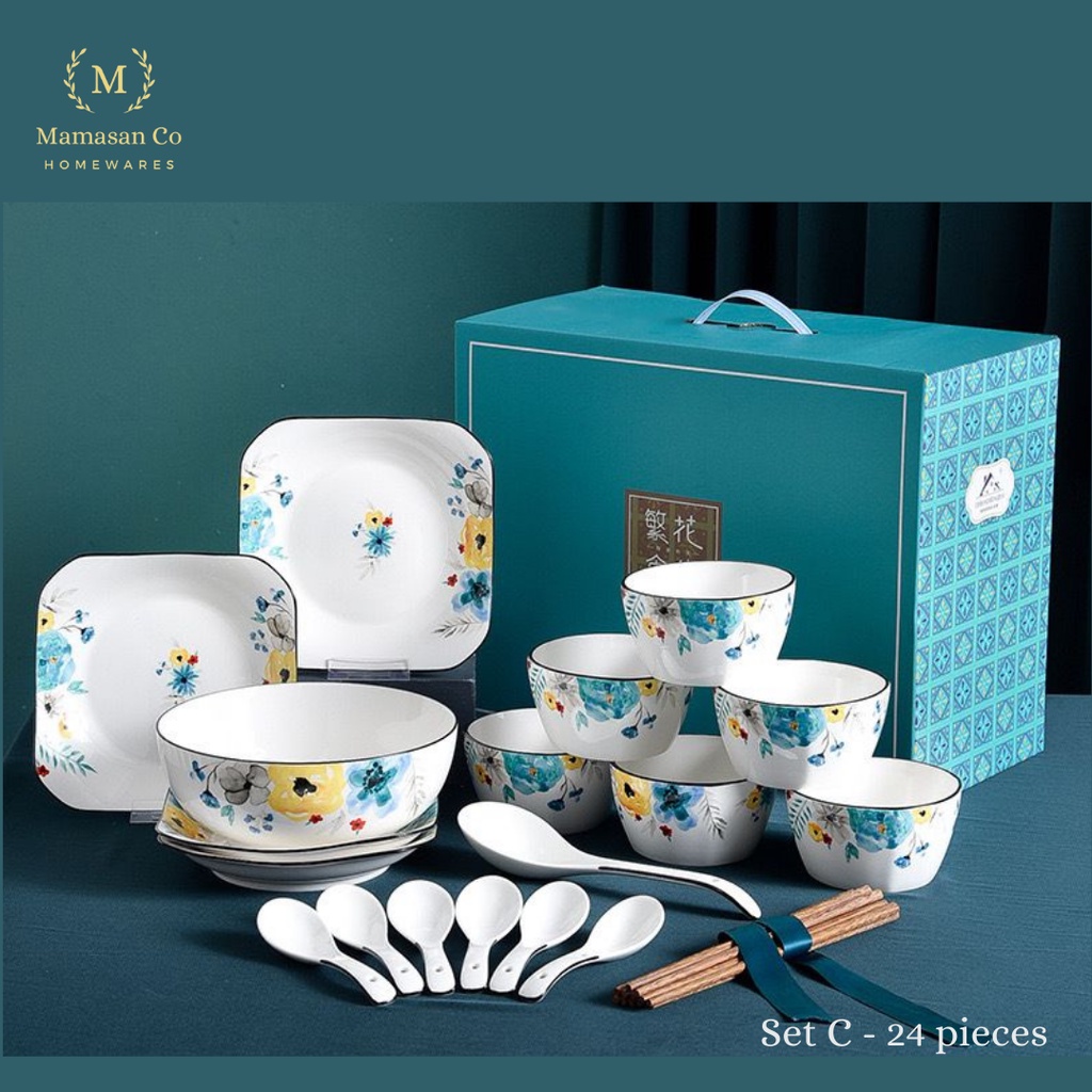 Jual Blossom Dinnerware Set Box 24 pieces | Mangkok Keramik Motif ...